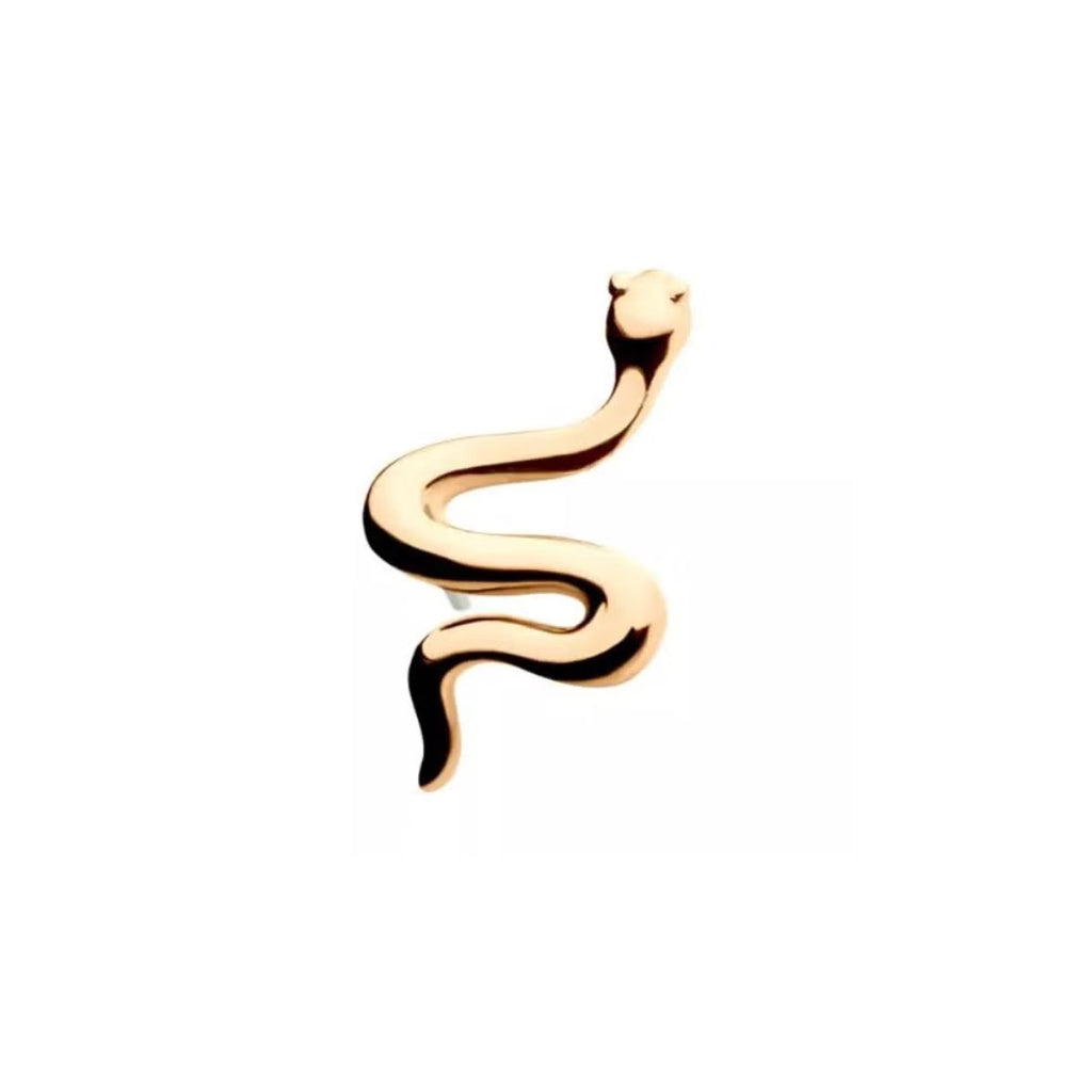 14K Gold Threadless Smooth Snake Earring with Titanium Backing – MrInkwells