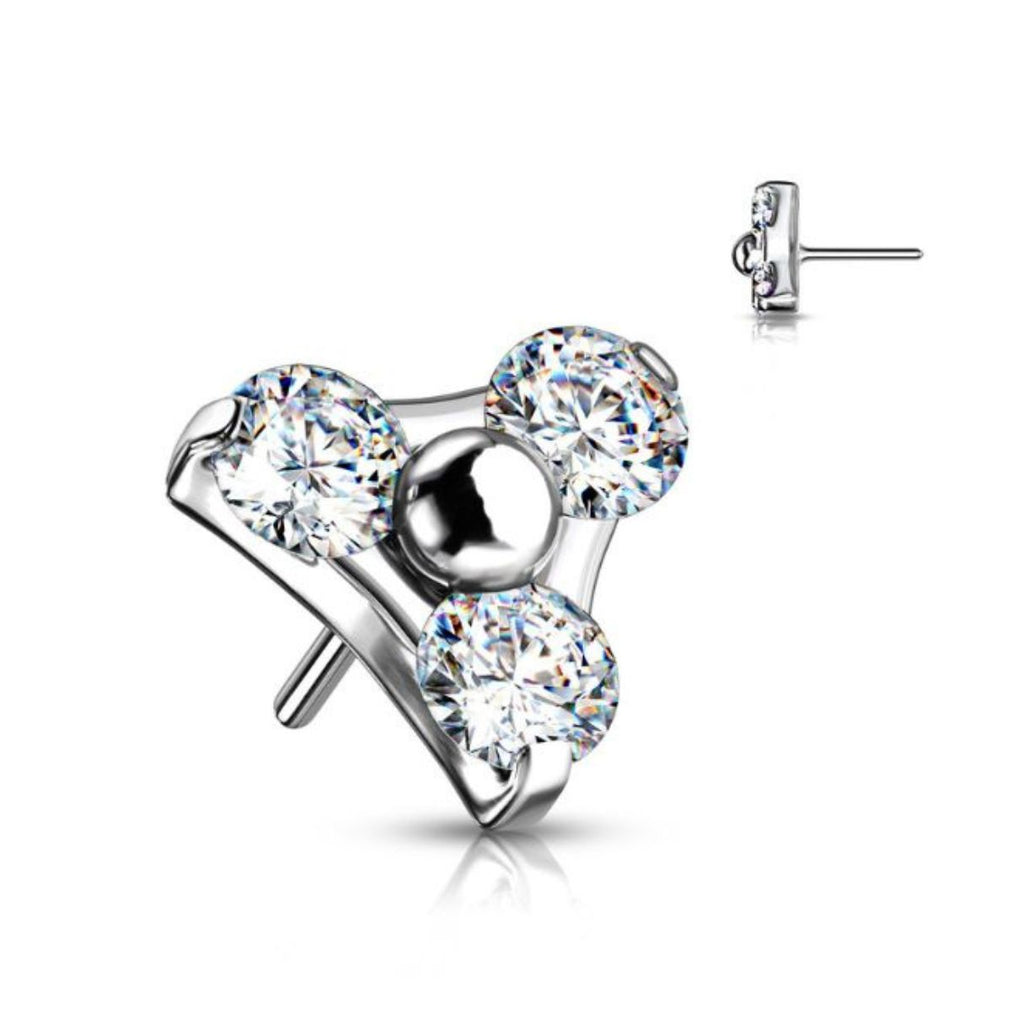 Titanium Threadless Push In Flat Back CZ Trinity Earring – MrInkwells