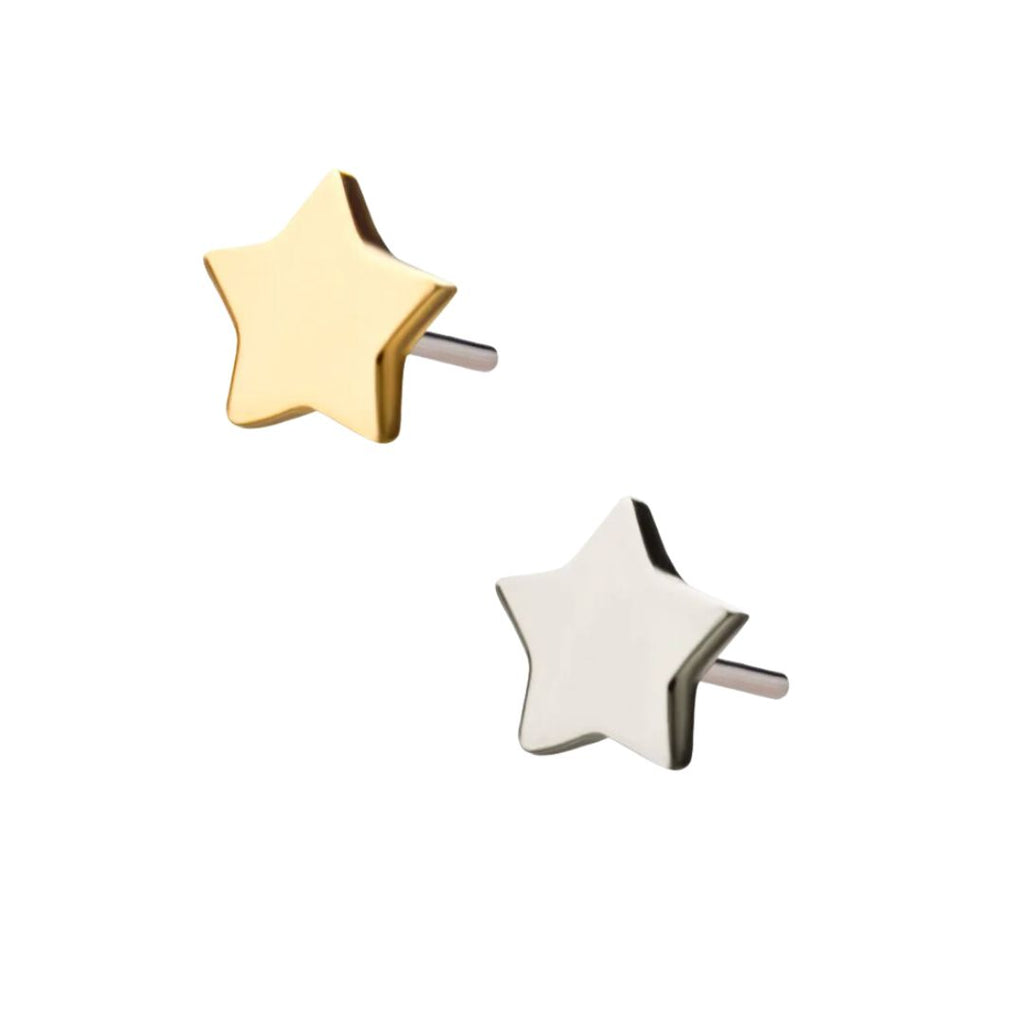 Classic 14K Gold Threadless Star Earring with Titanium Flat Back Earri ...
