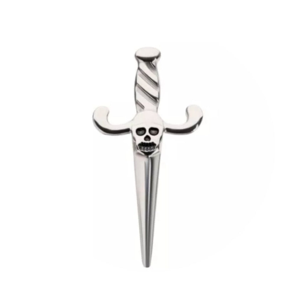 Titanium Threadless Push In Flat Back Dagger with Skull Earring ...