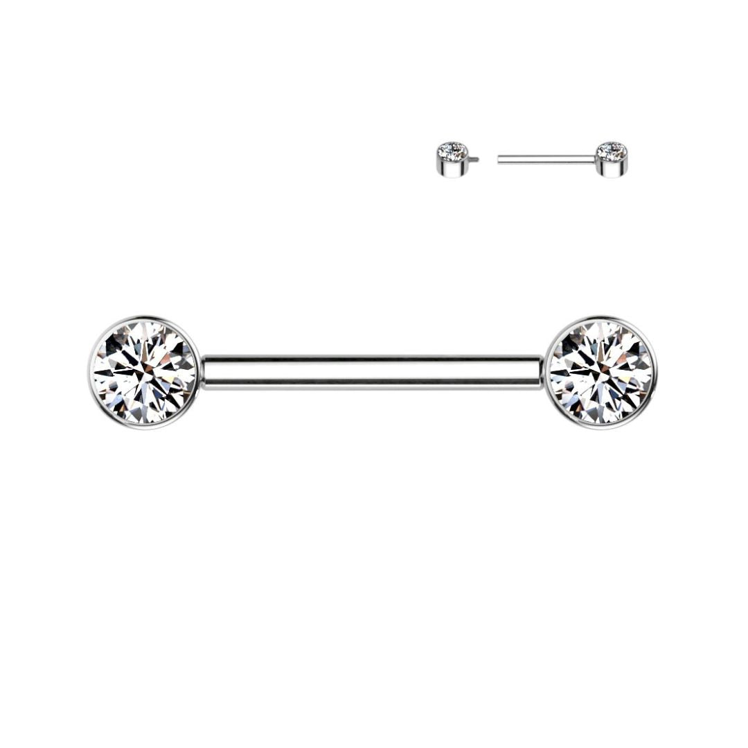 Titanium Internally Threaded CZ End Nipple Barbell – MrInkwells